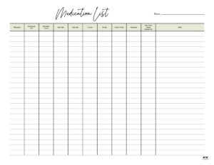 Medication List Templates - 25 FREE Printables | Printabulls