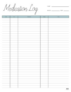Medication Logs - 25 FREE Printables - PrintaBulk