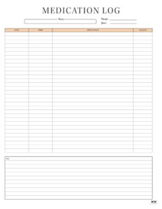 Medication Logs - 32 FREE Printables | Printabulls