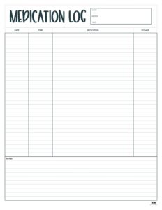 Medication Logs - 32 FREE Printables | Printabulls