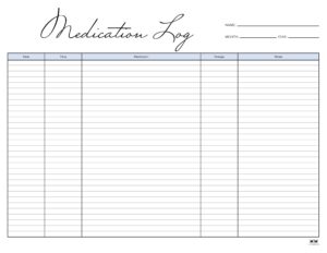 Medication Logs - 32 FREE Printables | Printabulls