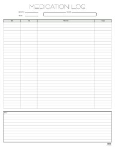 Medication Logs - 25 FREE Printables | Printabulls