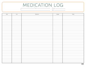 Medication Logs - 32 FREE Printables | Printabulls