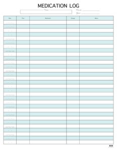 Medication Logs - 25 FREE Printables | Printabulls