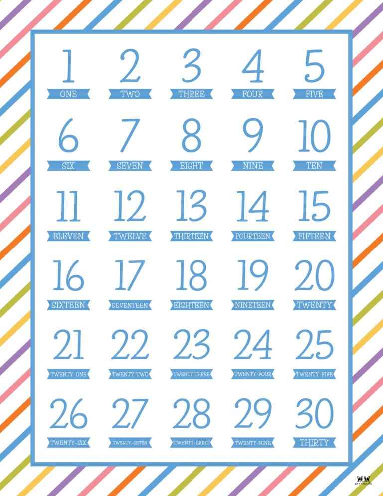 Printable Numbers - 58 FREE Printables | Printabulls