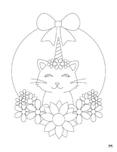 Unicorn Cat (Caticorn) Coloring Pages - 50 Pages - PrintaBulk