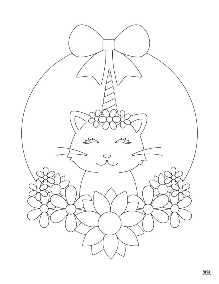 Unicorn Cat (Caticorn) Coloring Pages - 50 Pages | Printabulls