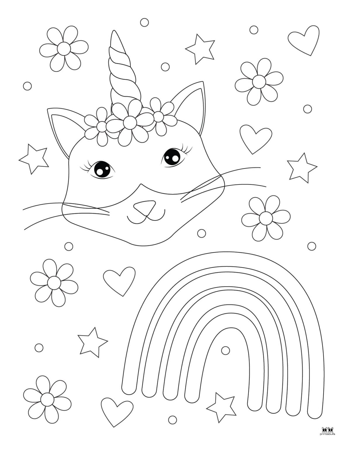 Unicorn Cat (Caticorn) Coloring Pages - 50 Pages | Printabulls