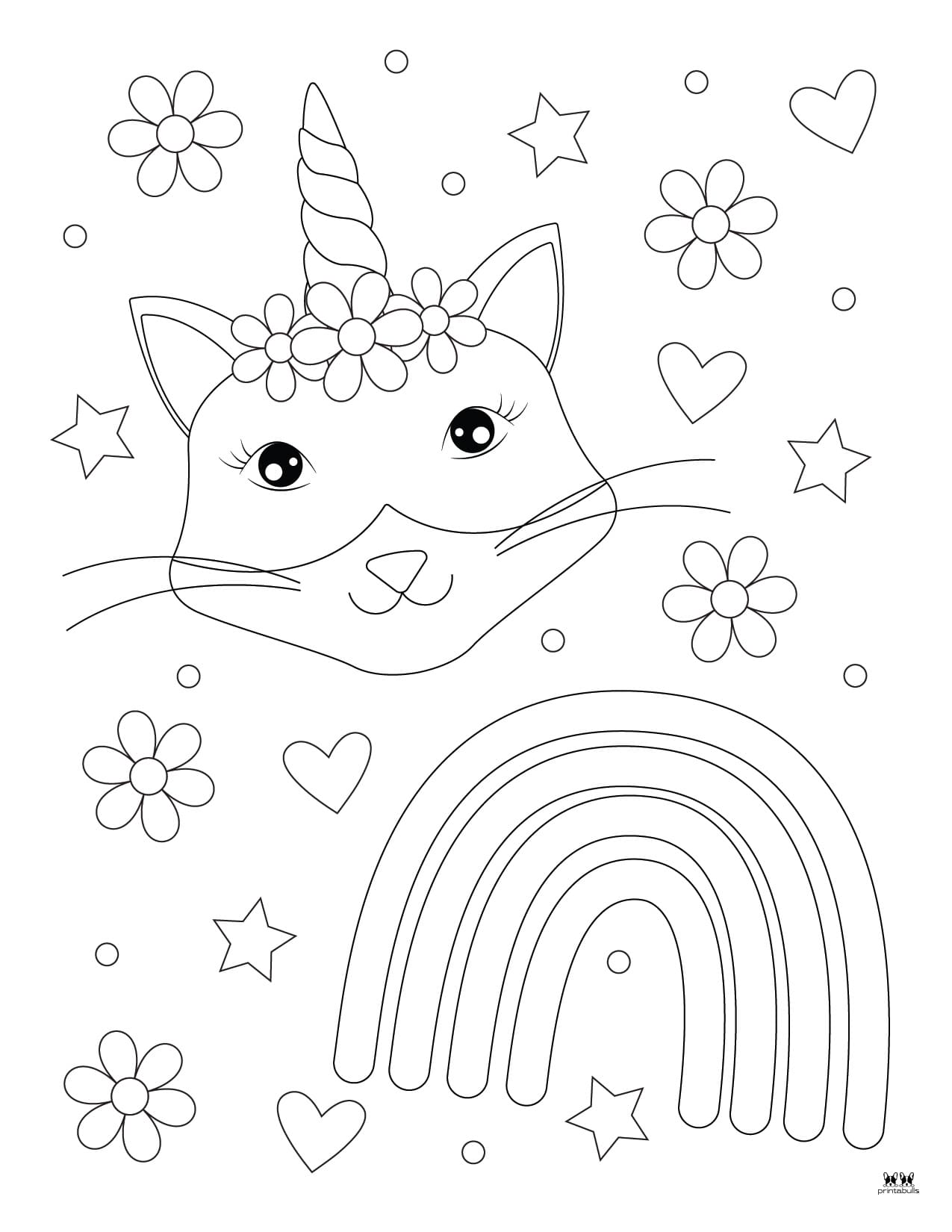 Unicorn Cat (Caticorn) Coloring Pages - 50 Pages | Printabulls