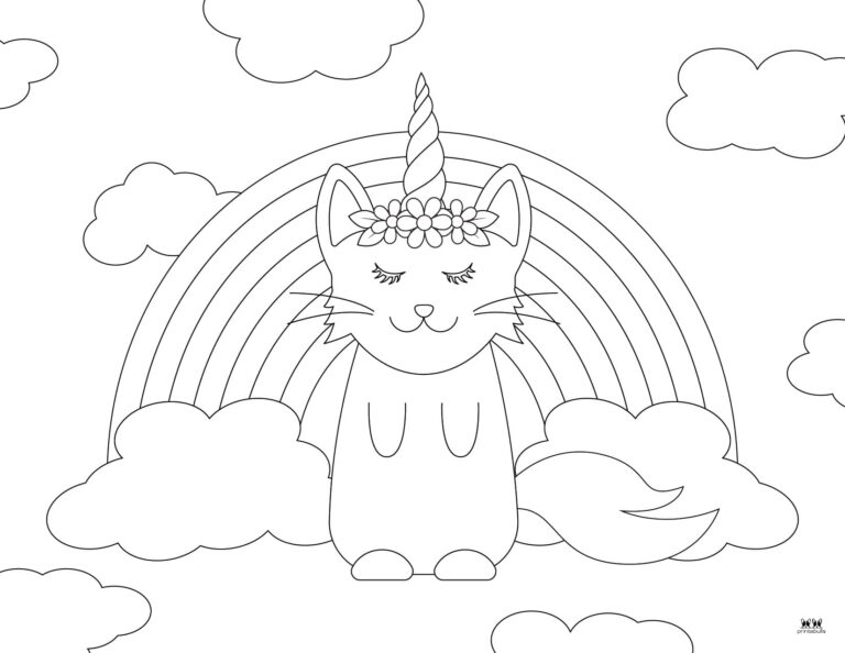 Unicorn Cat (Caticorn) Coloring Pages - 50 Pages | Printabulls