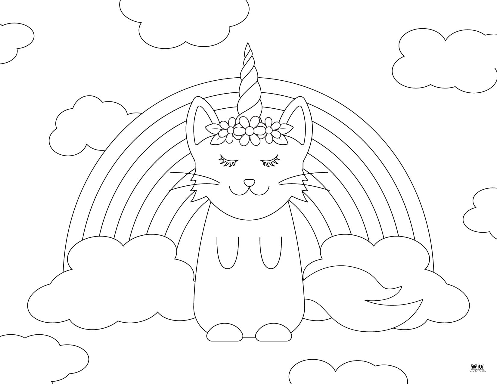 Unicorn Cat (Caticorn) Coloring Pages - 50 Pages | Printabulls