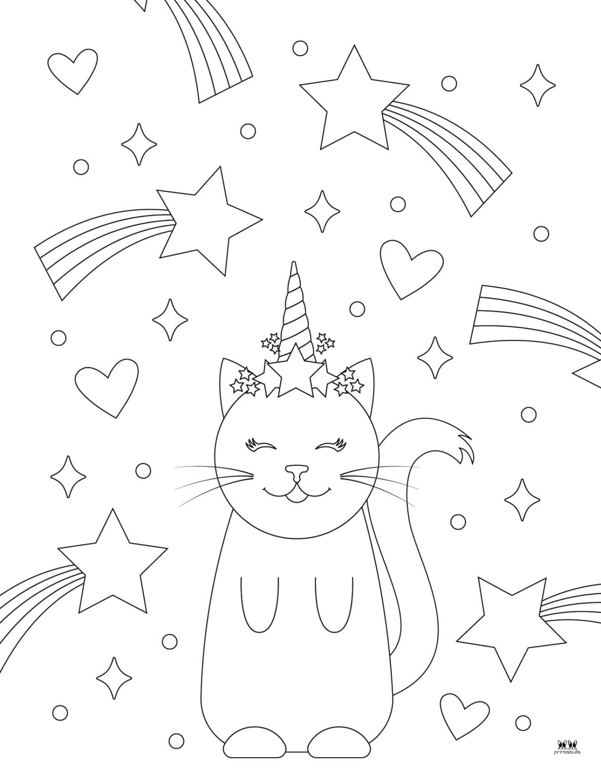 Unicorn Cat (Caticorn) Coloring Pages - 50 Pages | Printabulls