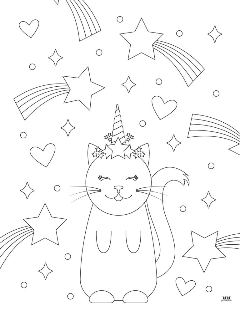 Unicorn Cat (Caticorn) Coloring Pages - 50 Pages | Printabulls
