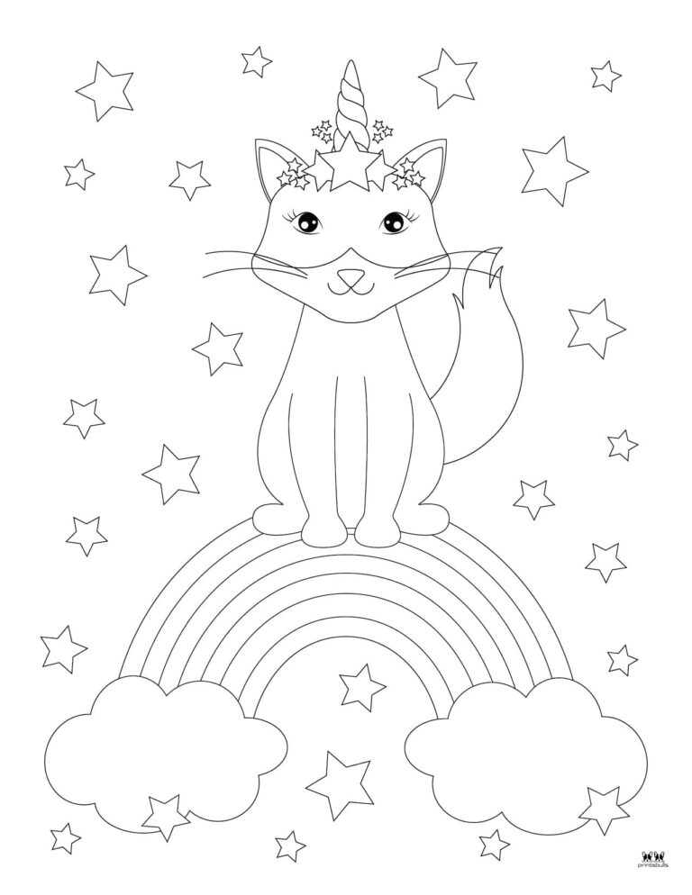Unicorn Cat (Caticorn) Coloring Pages - 50 Pages | Printabulls