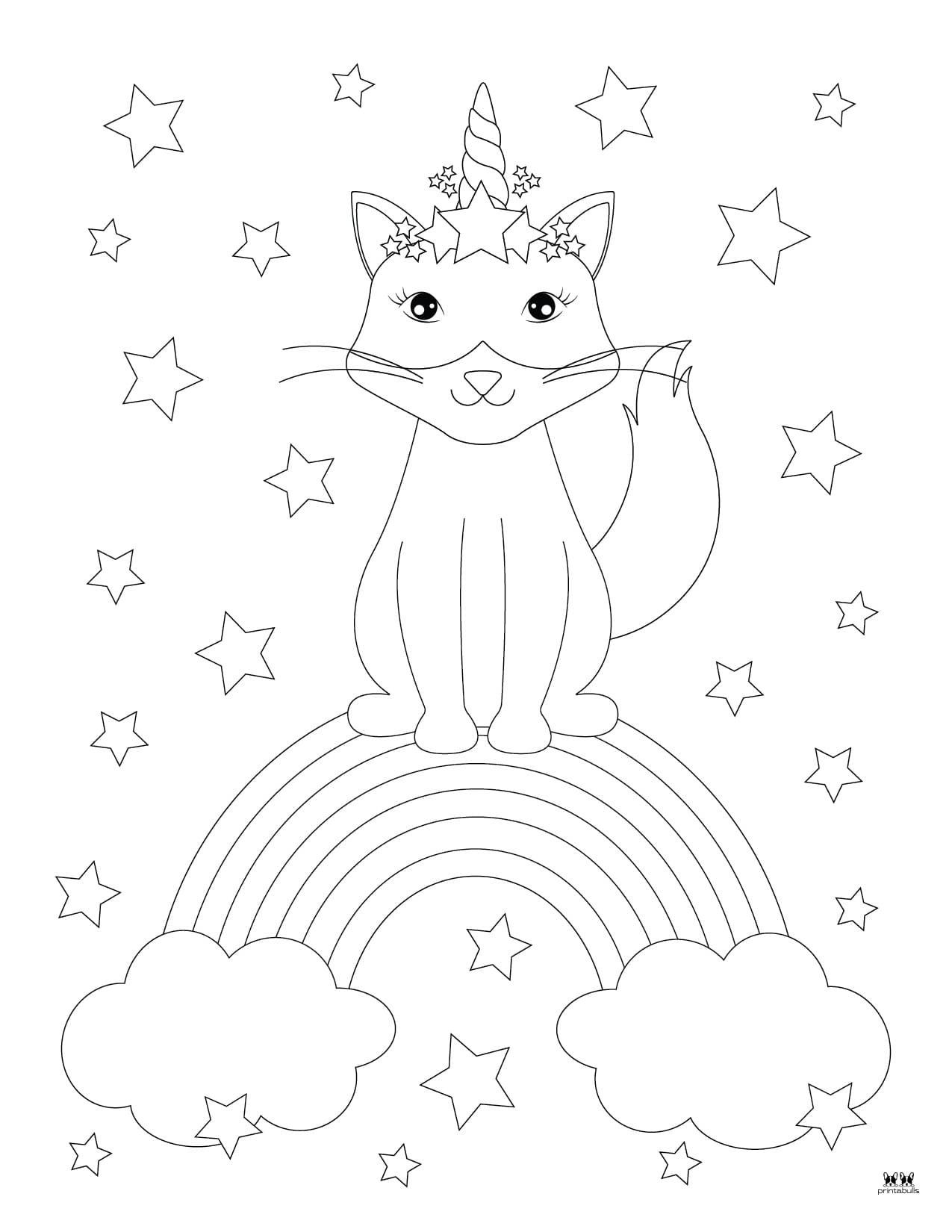 Unicorn Cat (Caticorn) Coloring Pages - 50 Pages | Printabulls
