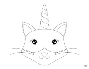 Unicorn Cat (Caticorn) Coloring Pages - 50 Pages - PrintaBulk