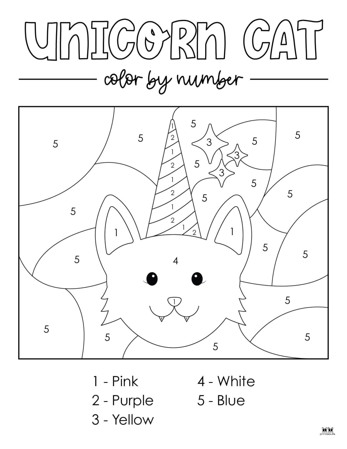Unicorn Cat (Caticorn) Coloring Pages - 50 Pages | Printabulls