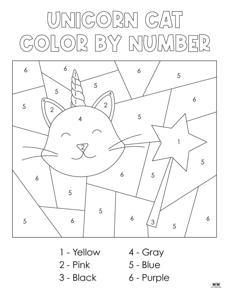 Unicorn Cat (Caticorn) Coloring Pages - 50 Pages | Printabulls