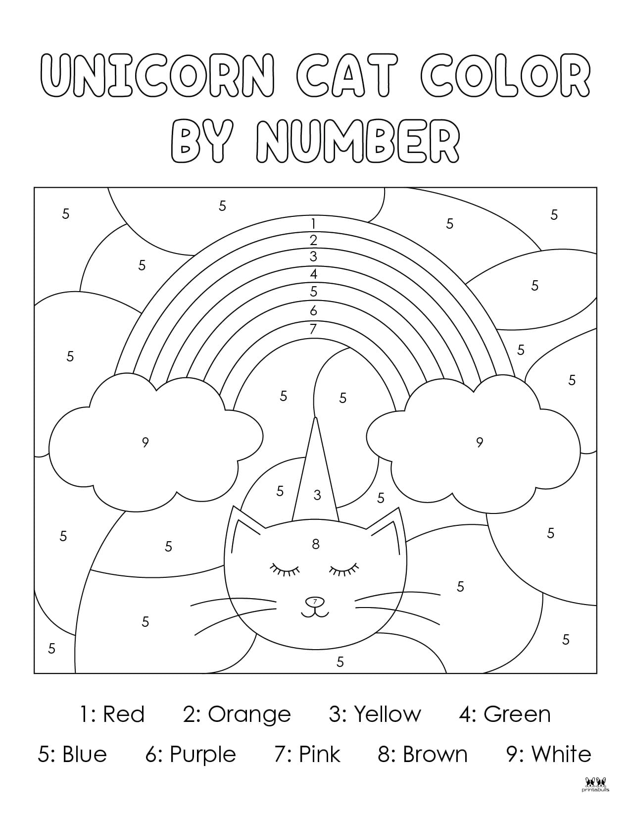 Unicorn Cat (Caticorn) Coloring Pages - 50 Pages | Printabulls