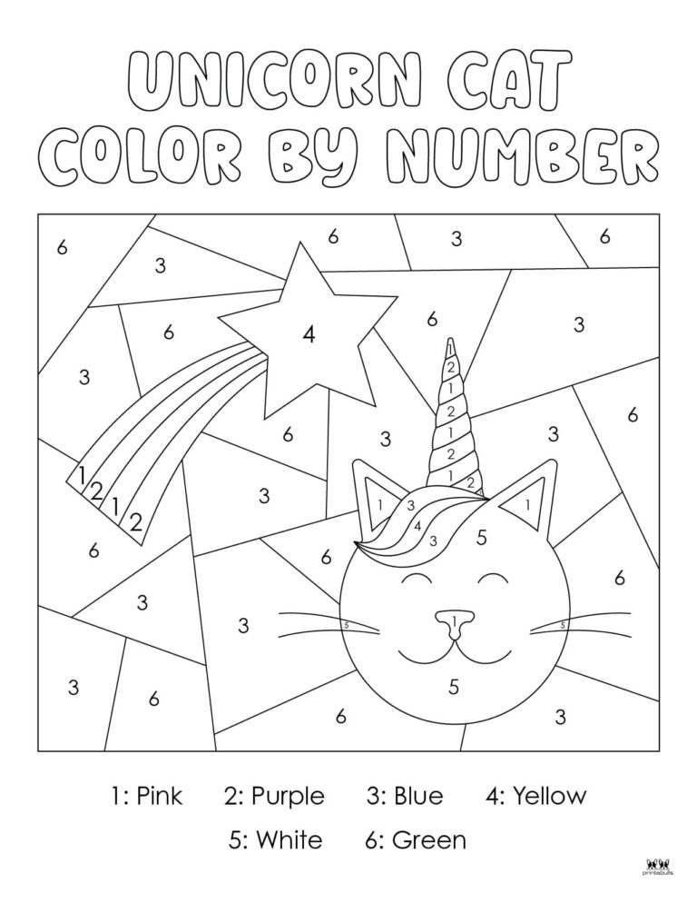 Unicorn Cat (Caticorn) Coloring Pages - 50 Pages | Printabulls