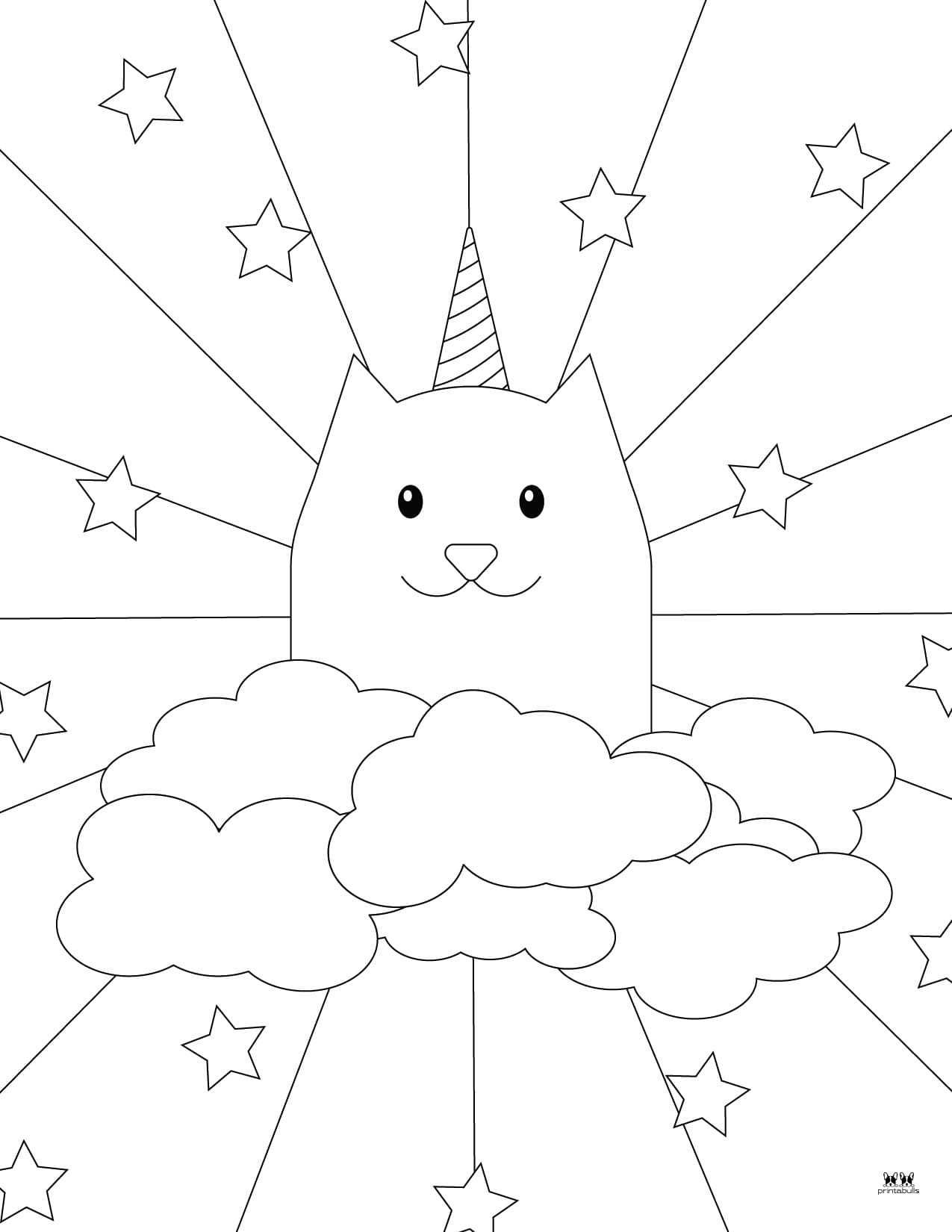 Unicorn Cat (Caticorn) Coloring Pages - 50 Pages - PrintaBulk