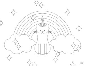Unicorn Cat (Caticorn) Coloring Pages - 50 Pages - PrintaBulk