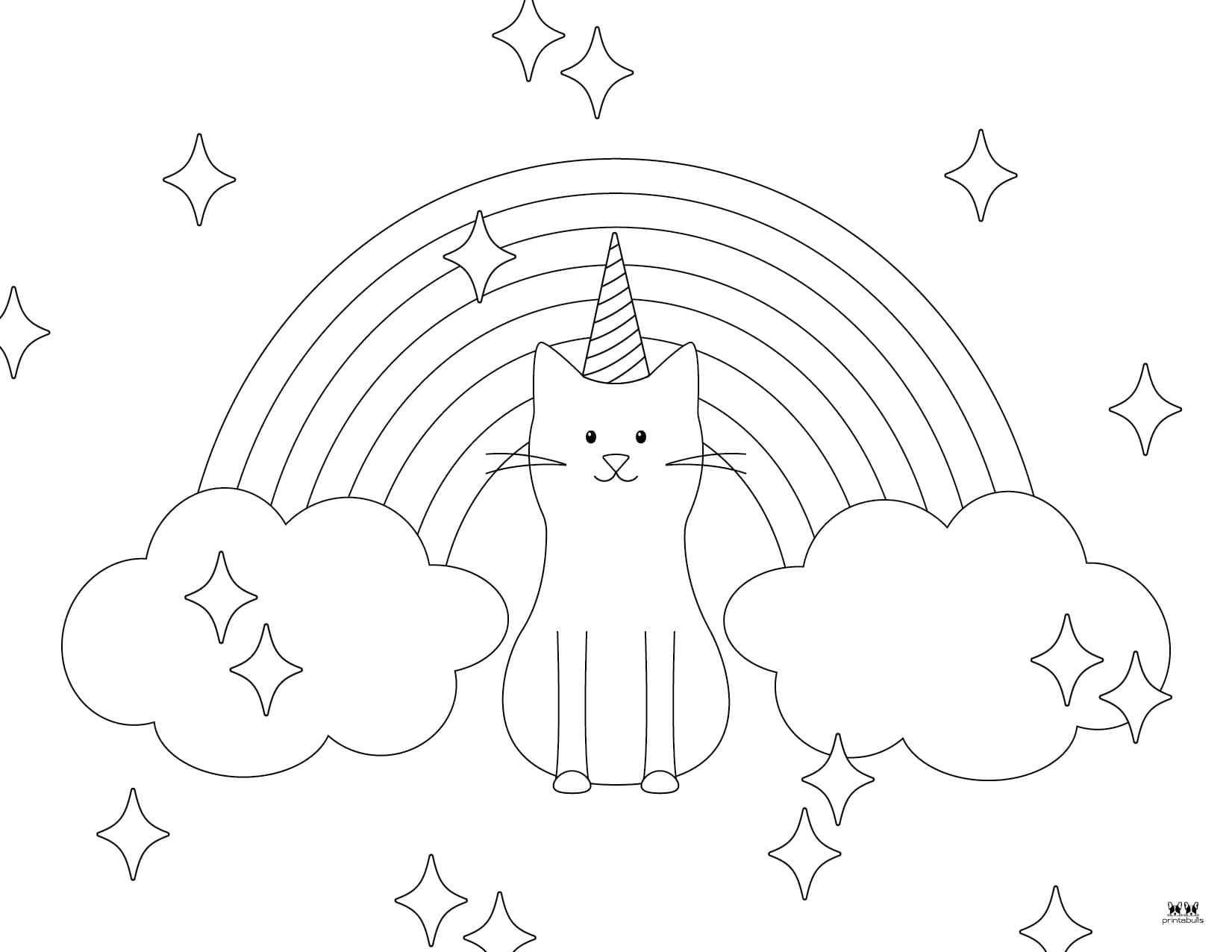 Unicorn Cat (Caticorn) Coloring Pages - 50 Pages | Printabulls