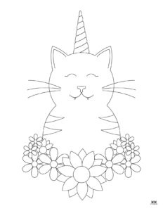 Unicorn Cat (Caticorn) Coloring Pages - 50 Pages | Printabulls