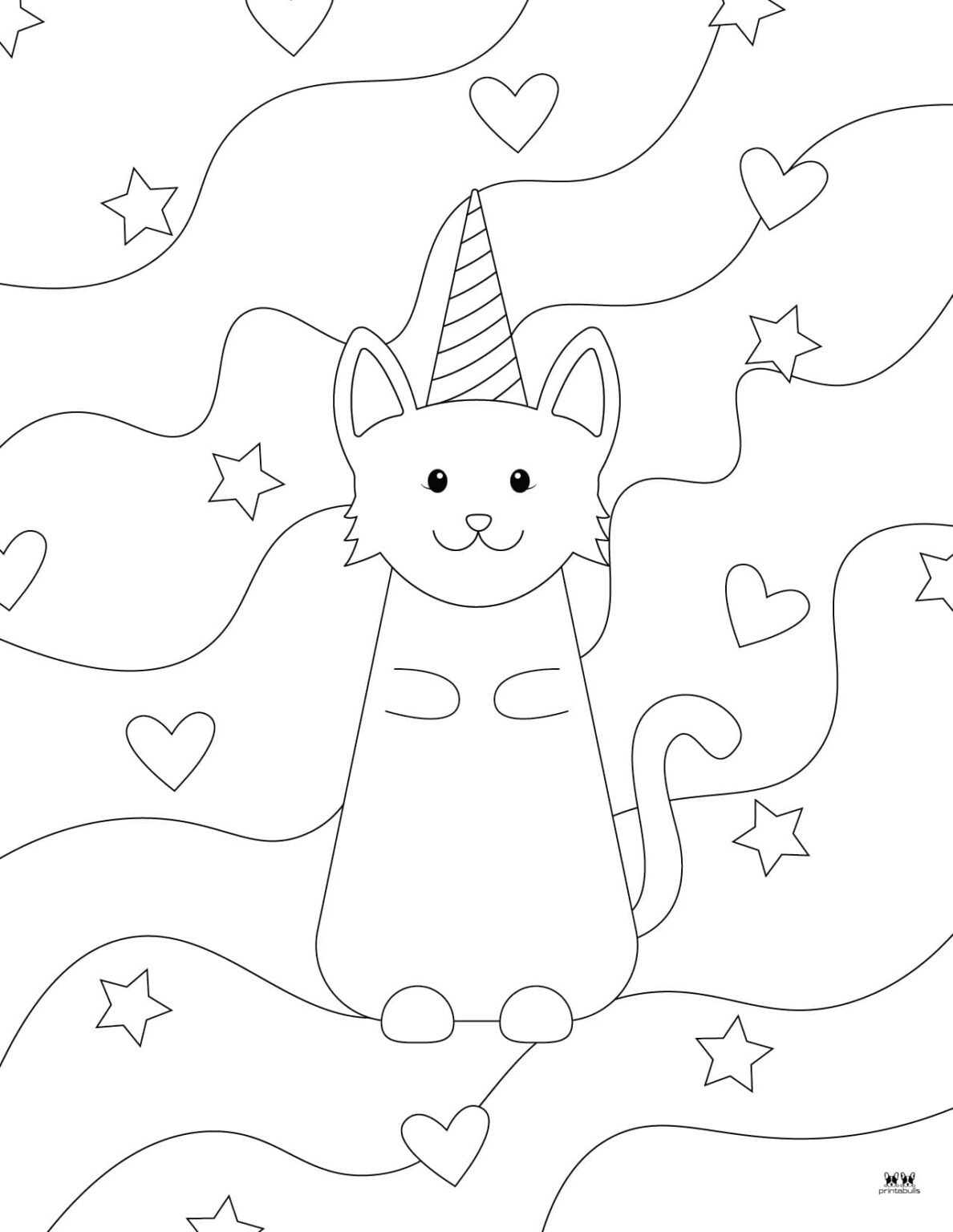 Unicorn Cat (Caticorn) Coloring Pages - 50 Pages | Printabulls