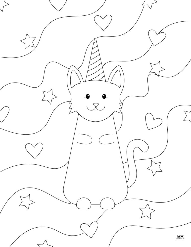 Unicorn Cat (Caticorn) Coloring Pages - 50 Pages | Printabulls