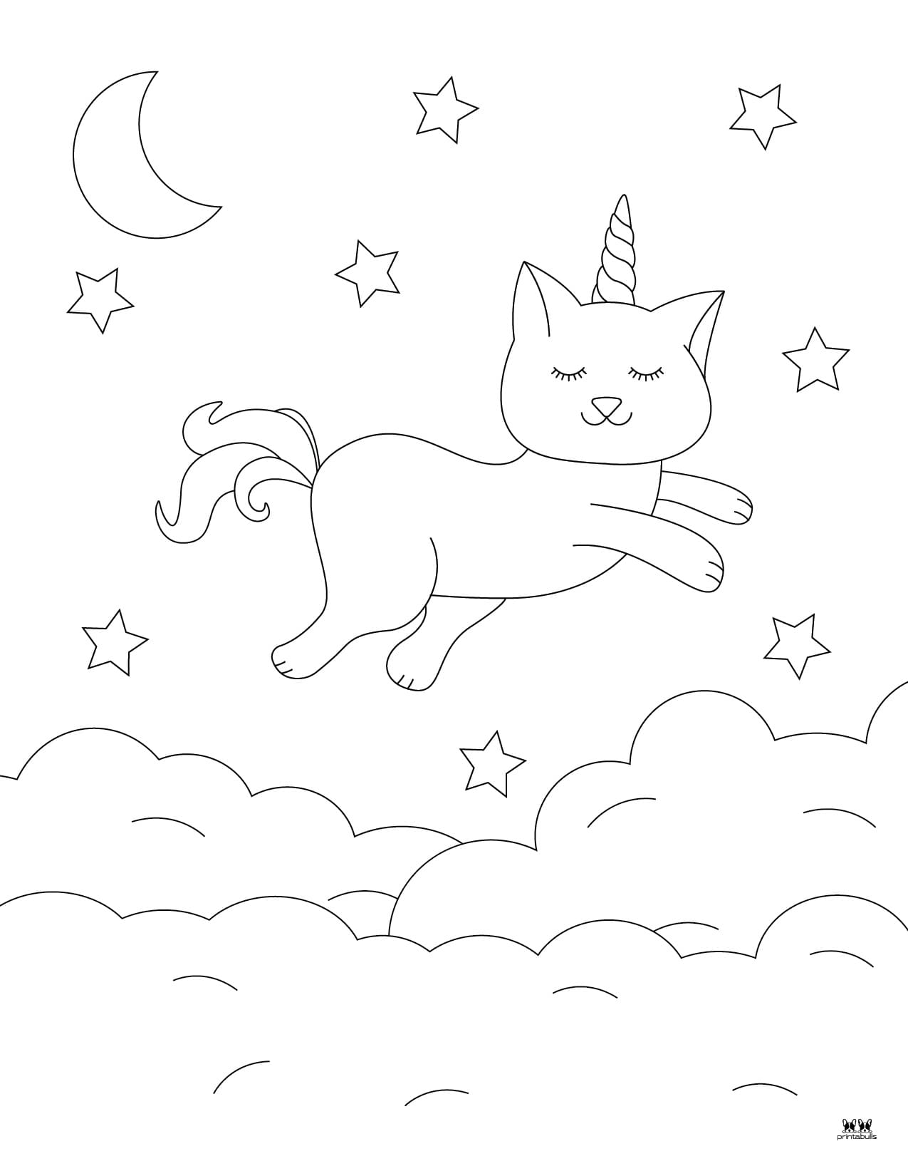 Unicorn Cat (Caticorn) Coloring Pages - 50 Pages | Printabulls