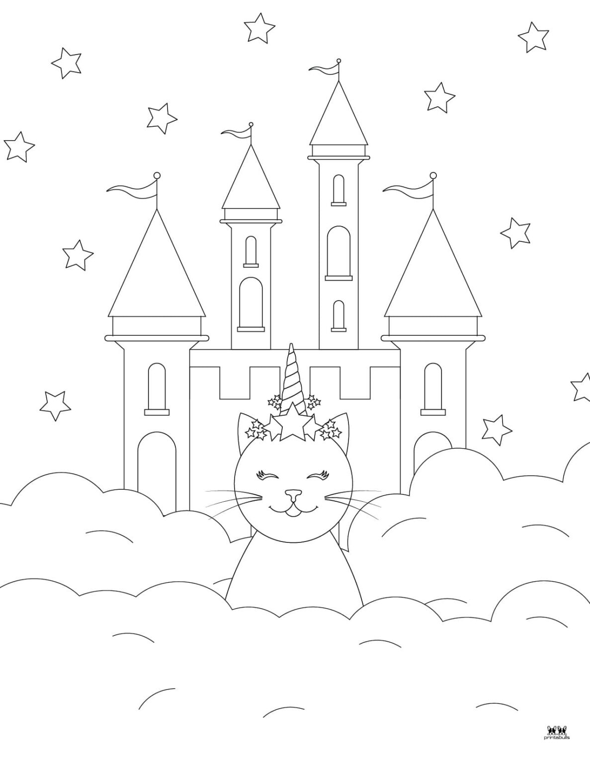 Unicorn Cat (Caticorn) Coloring Pages - 50 Pages | Printabulls