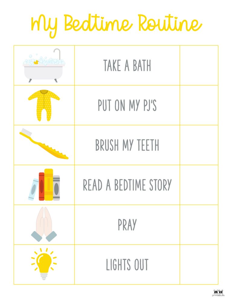 Bedtime Routine Charts - 20 FREE Printables | Printabulls