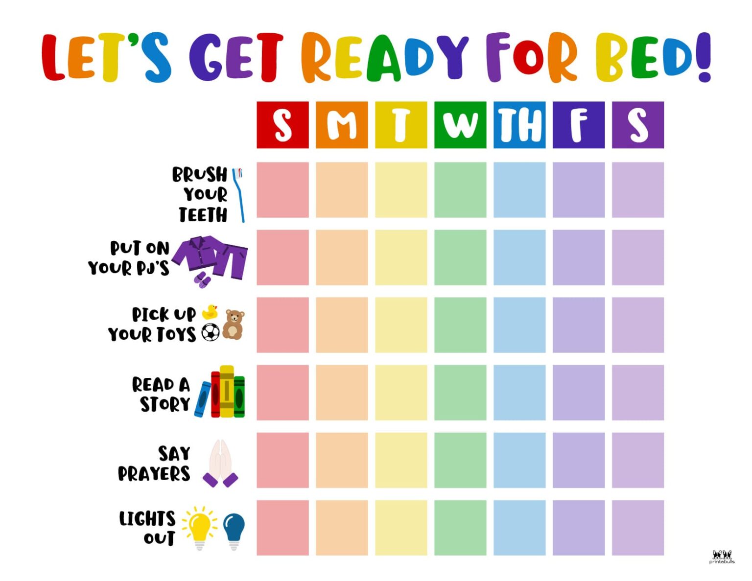 Bedtime Routine Charts - 20 FREE Printables | Printabulls