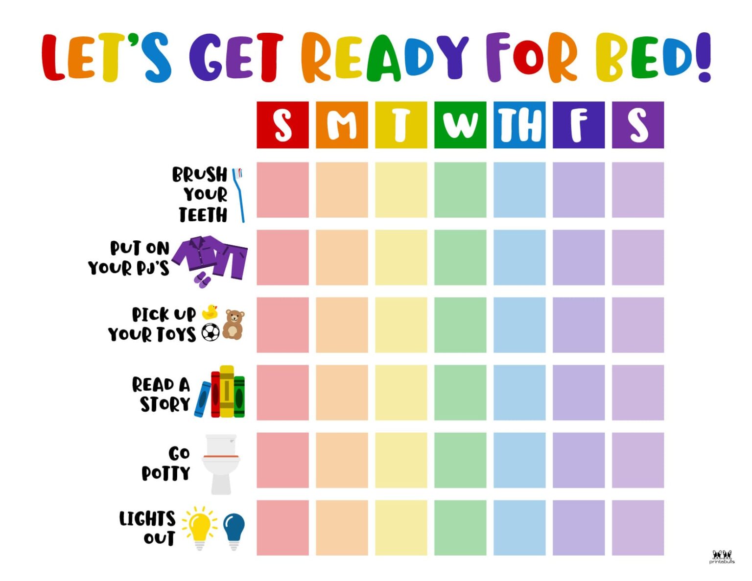 Bedtime Routine Charts - 20 FREE Printables | Printabulls