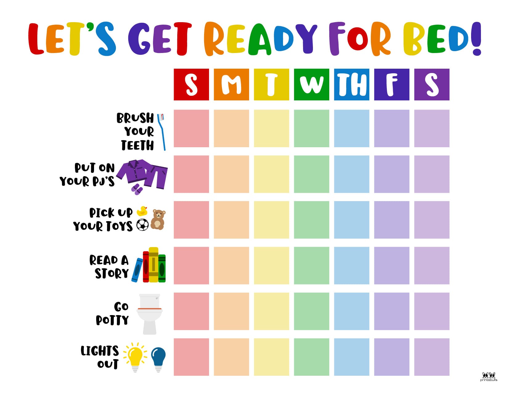 Bedtime Routine Charts - 20 FREE Printables | Printabulls