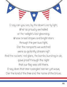 Star Spangled Banner Lyrics - 10 FREE Printables | Printabulls