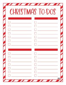 Christmas To Do Lists - 10 FREE Lists - PrintaBulk