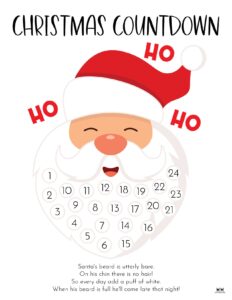 Santa Beard Countdown Calendars - 10 Pages | Printabulls