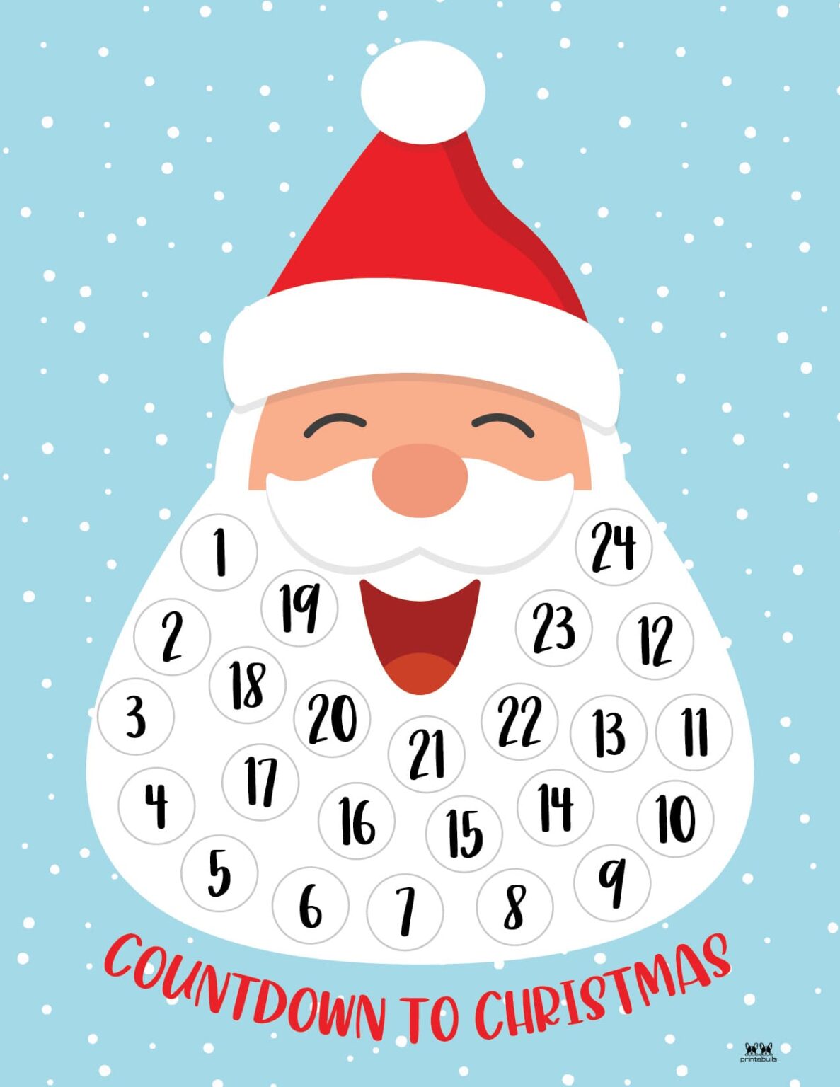 Santa Beard Countdown Calendars - 10 Pages | Printabulls