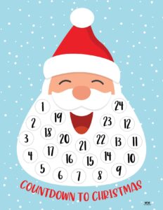 Santa Beard Countdown Calendars - 10 Pages | Printabulls