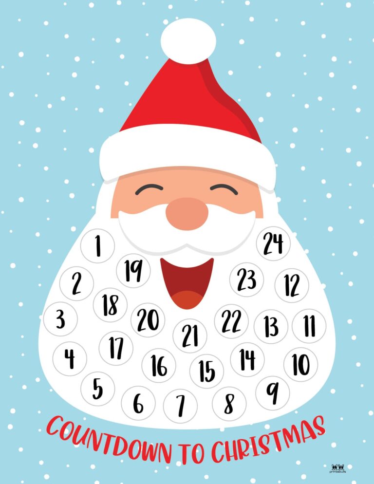Santa Beard Countdown Calendars - 10 Pages | Printabulls