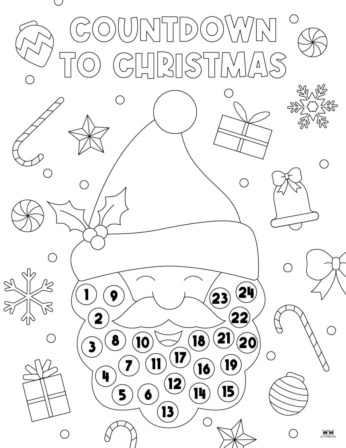 Santa Beard Countdown Calendars - 10 Pages | Printabulls