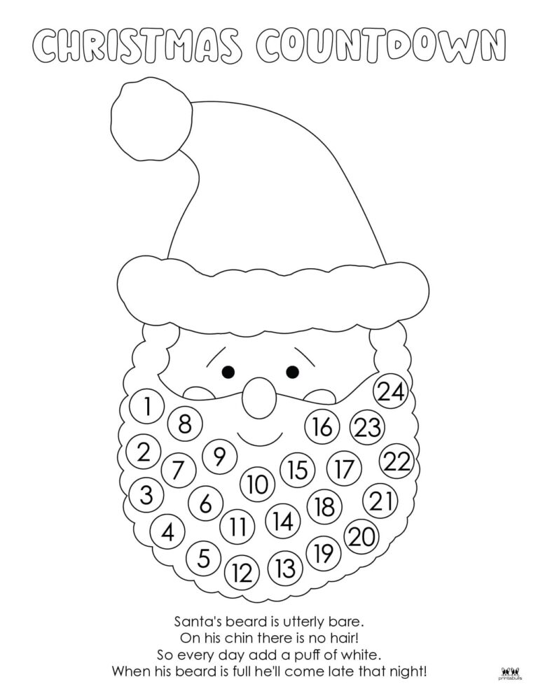 Santa Beard Countdown Calendars - 10 Pages | Printabulls
