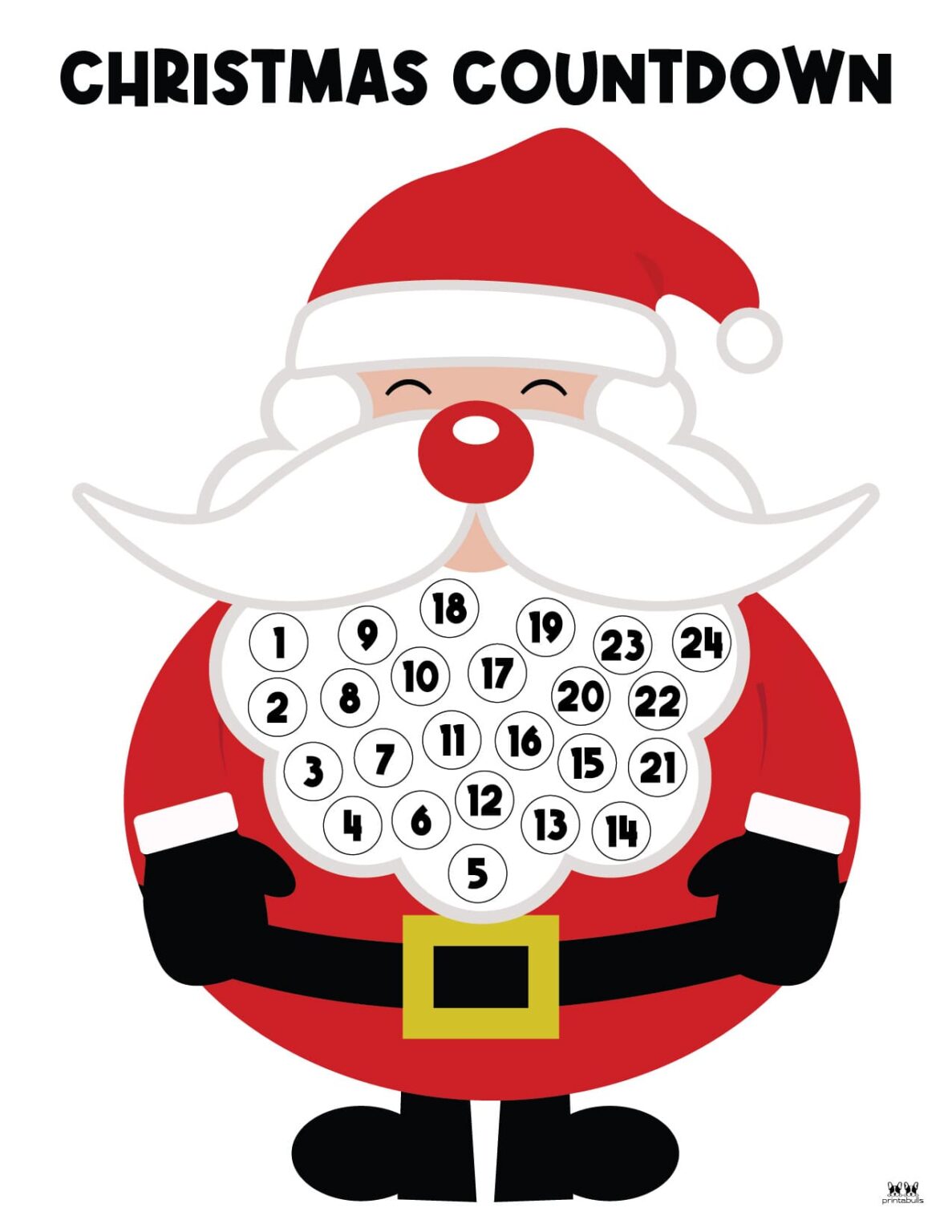 Santa Beard Countdown Calendars - 10 Pages | Printabulls