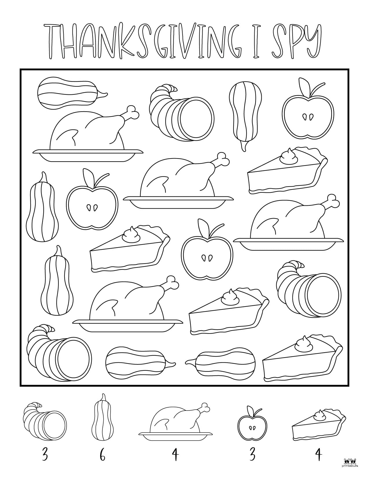 Thanksgiving I Spy Printables - 8 FREE Pages | Printabulls