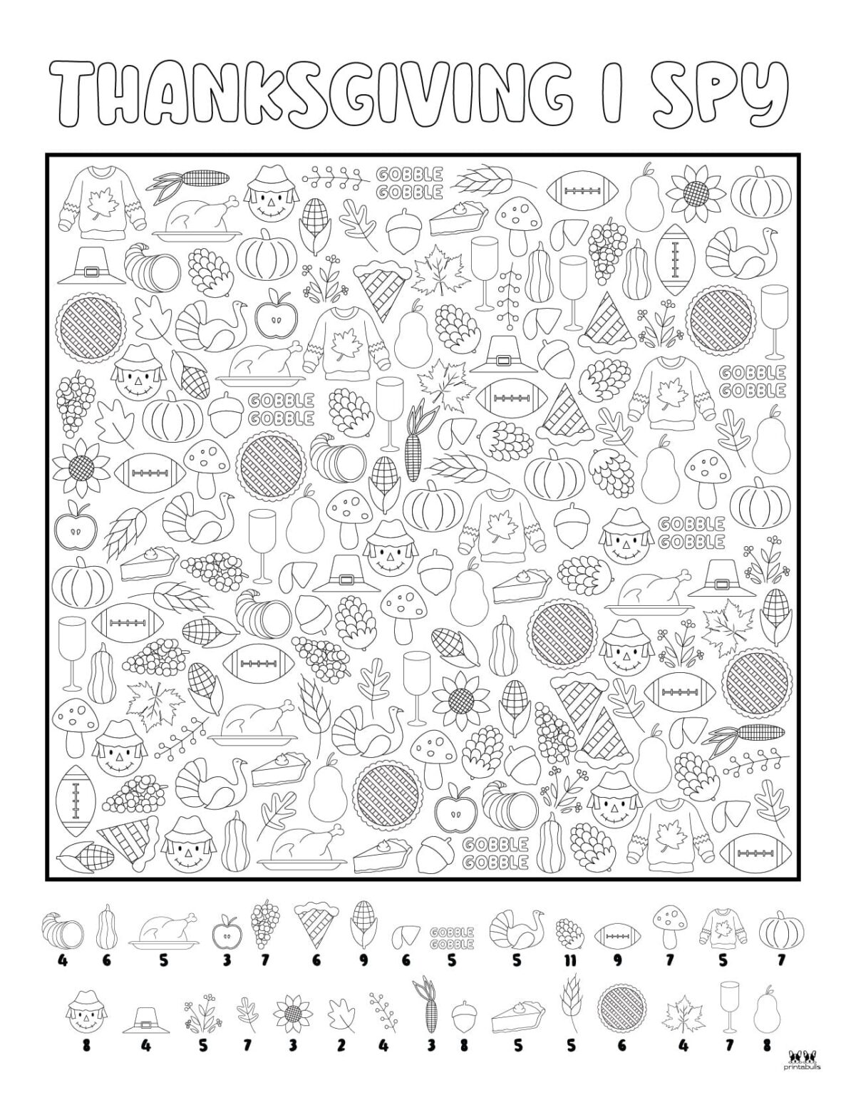 Thanksgiving I Spy Printables - 8 FREE Pages - PrintaBulk