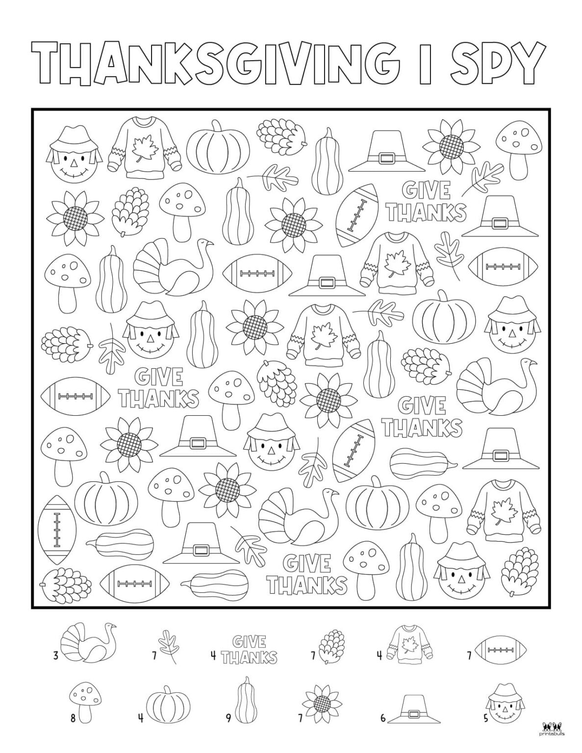 Thanksgiving I Spy Printables - 8 FREE Pages | Printabulls