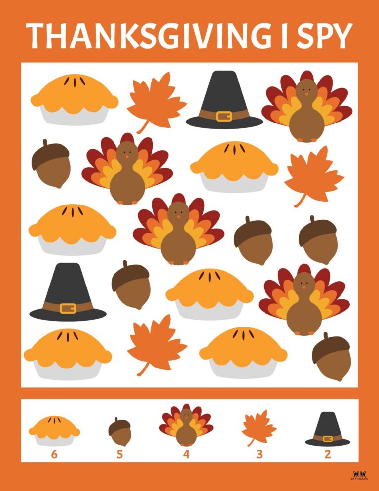 Thanksgiving I Spy Printables - 8 FREE Pages | Printabulls