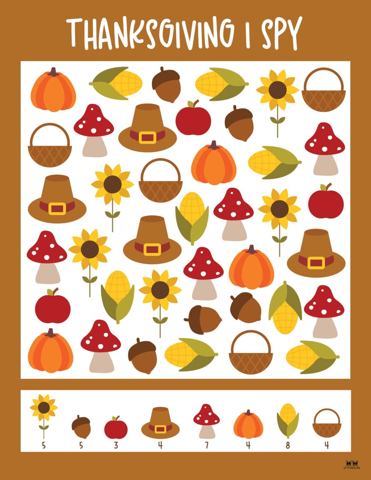 Thanksgiving I Spy Printables - 8 FREE Pages | Printabulls